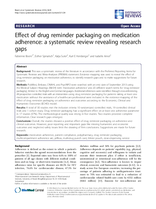 (PDF) Effect of drug reminder packaging on medication adherence: a ...