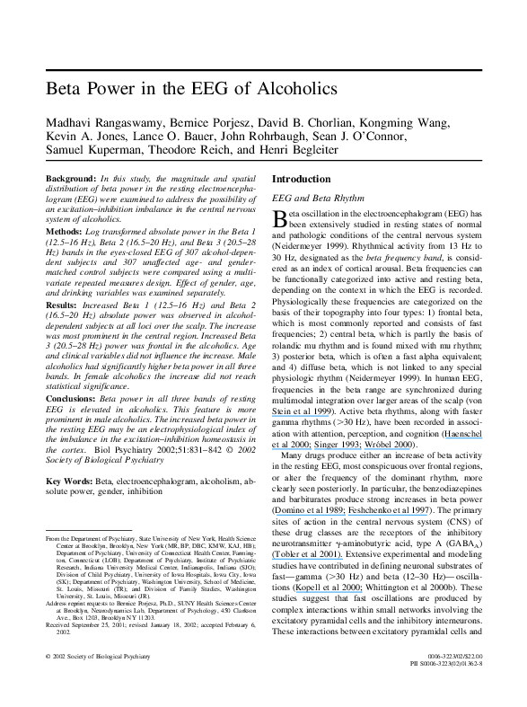 (PDF) Beta power in the EEG of alcoholics