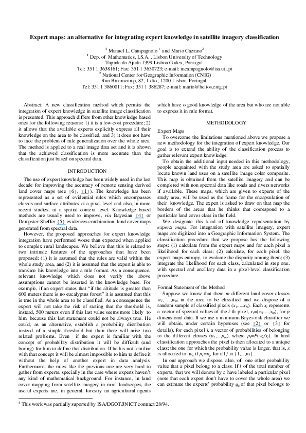 (PDF) Expert maps: an alternative for integrating expert knowledge in satellite imagery ...