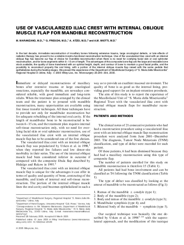 (PDF) USE OF VASCULARIZED ILIAC CREST WITH INTERNAL OBLIQUE MUSCLE FLAP ...