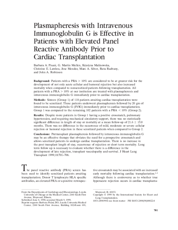 (PDF) Plasmapheresis with intravenous immunoglobulin G is effective in ...
