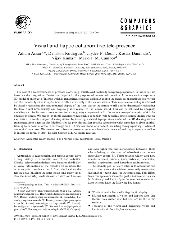 (PDF) Visual and haptic collaborative tele-presence