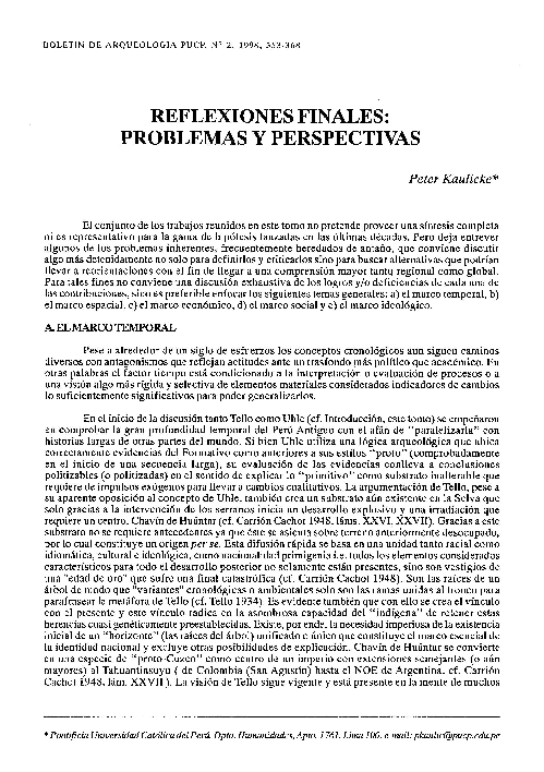 (PDF) Reflexiones finales: problemas y perspectivas