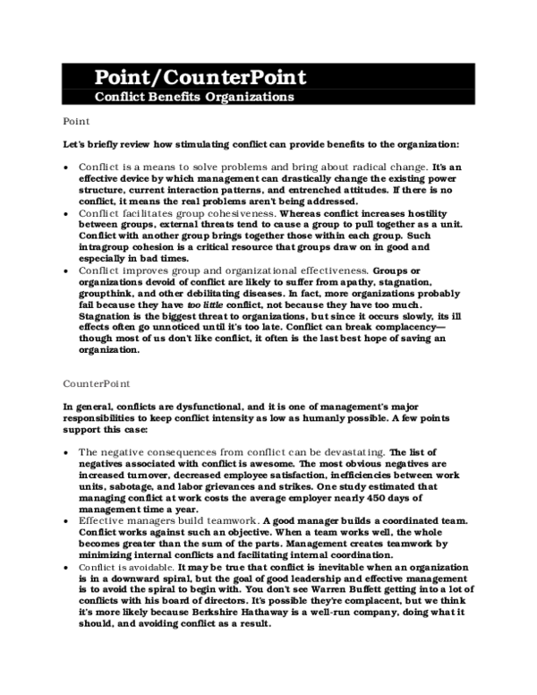 (PDF) Point/CounterPoint Conflict Benefits Organizations