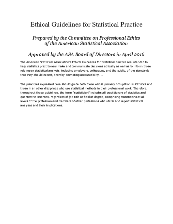 (DOC) Ethical Guidelines for Statistical Practice