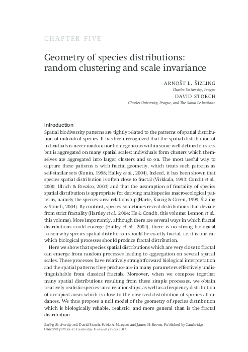 (PDF) Geometry of species distributions: random clustering and scale ...