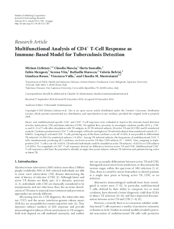 (PDF) Immune-Based Model for Tuberculosis Detection