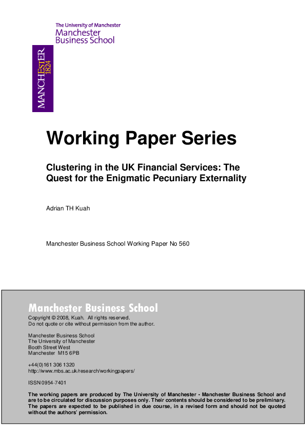 (PDF) Clustering in the UK financial services: the quest for the ...