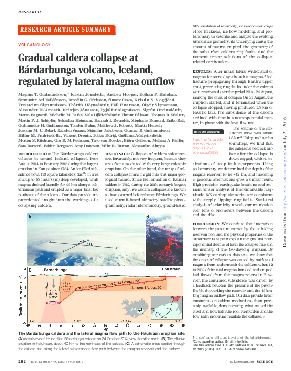 (PDF) Gradual caldera collapse at Bárdarbunga volcano, Iceland ...
