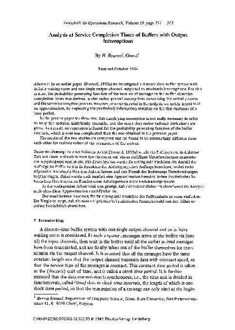 Pdf Analysis At Service Completion Times Of Buffers With Output Interruptions