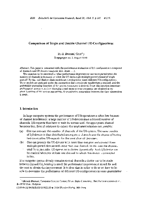 (PDF) Comparison of single and double channel I/O-configurations