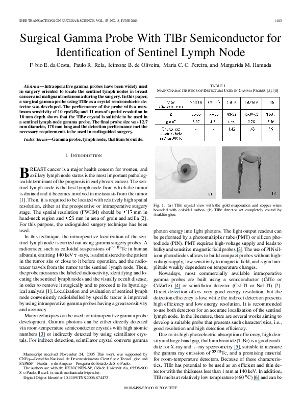 (PDF) Surgical gamma probe with TlBr semiconductor for identification ...