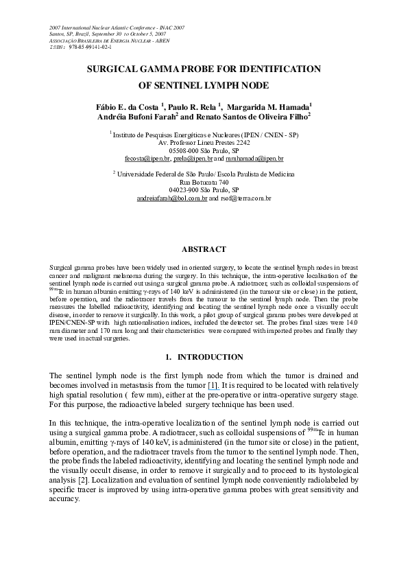 (PDF) Surgical Gamma Probe for Identification of Sentinel Lymph Node