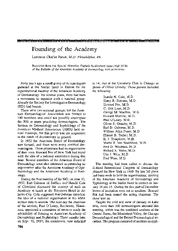 (PDF) Founding of the Academy
