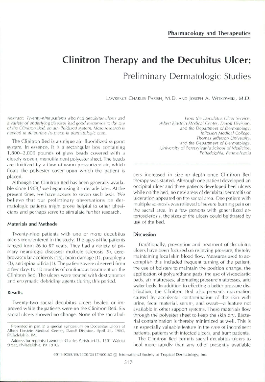 (PDF) Clinitron therapy and the decubitus ulcer: preliminary ...