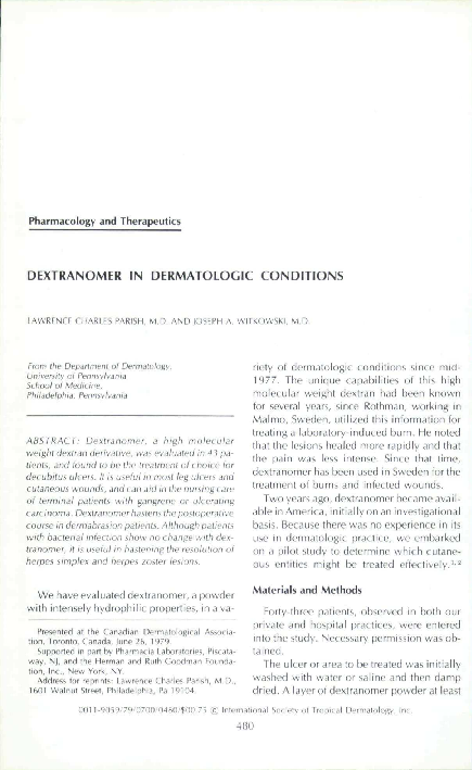 (PDF) Dextranomer in dermatologic conditions