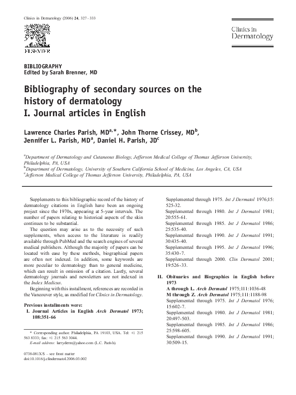 (PDF) History of Women in Dermatology series | Dedee Murrell - Academia.edu