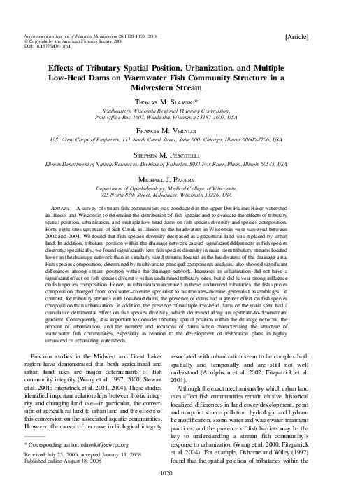(PDF) Effects of Tributary Spatial Position, Urbanization, and Multiple ...