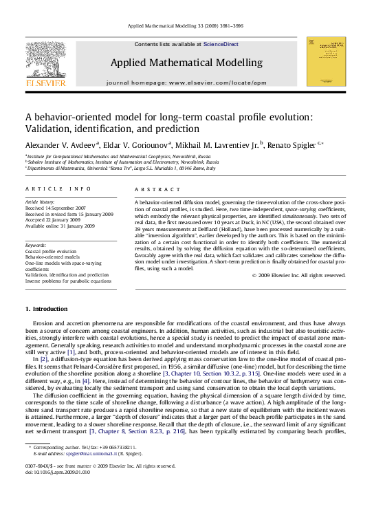 (PDF) Modeling Long-Term Coastal Profile Evolution