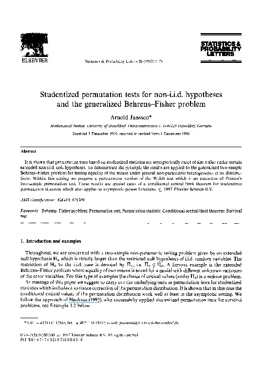 (PDF) Studentized permutation tests for non-i.i.d. hypotheses and the ...