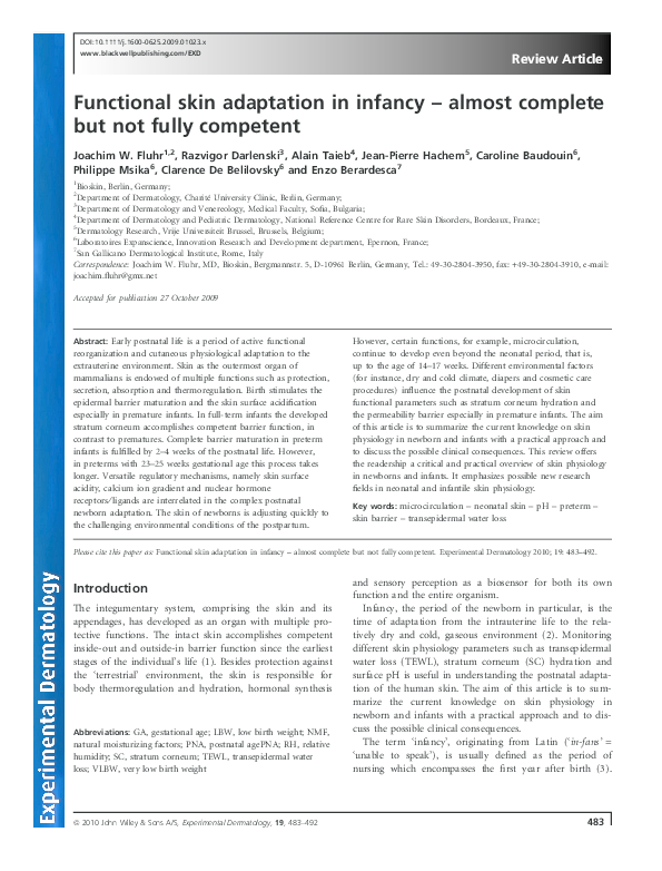 (PDF) Functional skin adaptation in infancy - almost complete but not ...