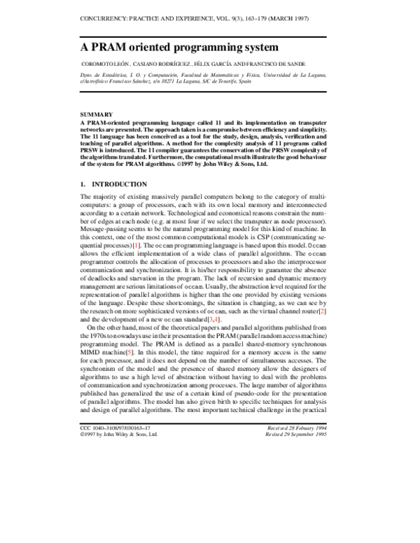 (PDF) A PRAM oriented programming system