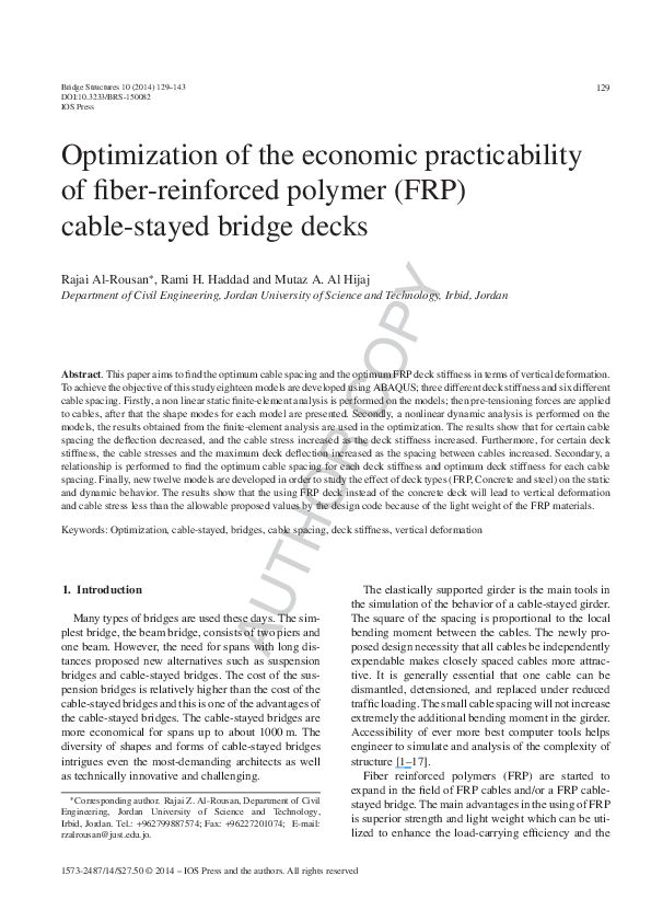 (PDF) Optimization of the economic practicability of fiber-reinforced polymer (FRP) cable-stayed ...