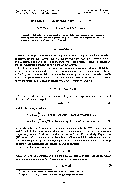 (PDF) Inverse free boundary problems