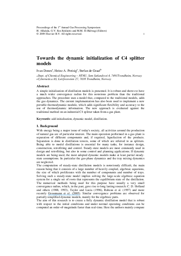 (PDF) Towards the dynamic initialisation of C4 splitter models