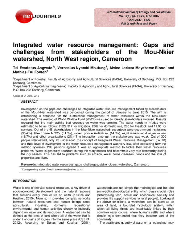 (PDF) Integrated water resource management: Gaps and challenges from ...