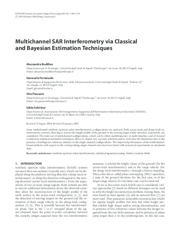 (PDF) Multichannel SAR Interferometry via Classical and Bayesian Estimation Techniques
