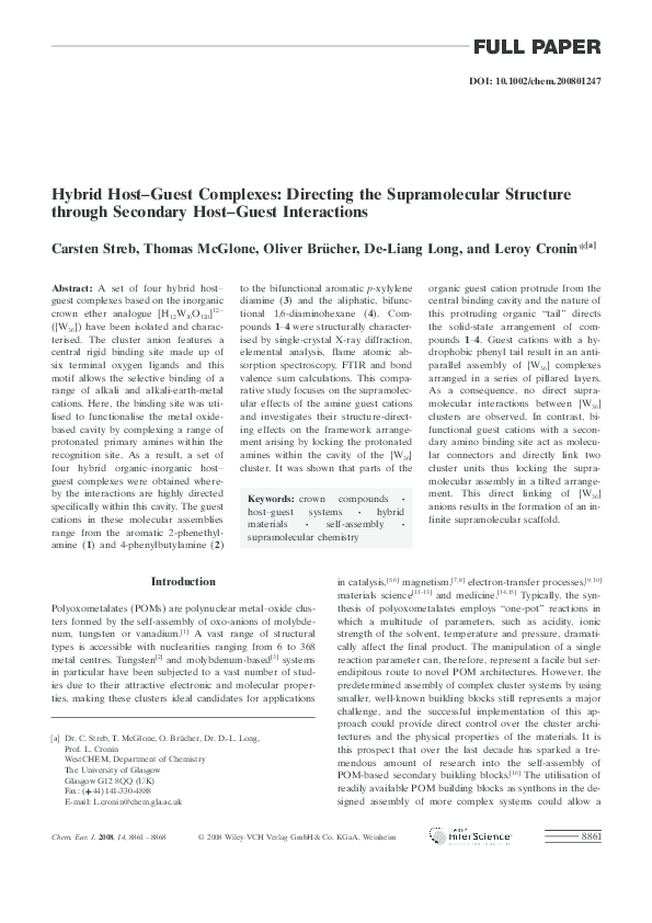 (PDF) Hybrid Host-Guest Complexes: Directing the Supramolecular ...
