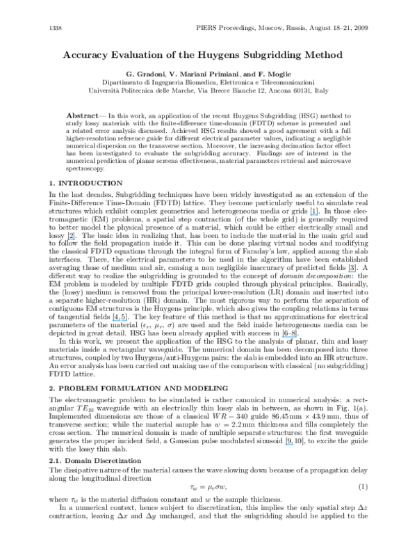 (PDF) Accuracy Evaluation of the Huygens Subgridding Method