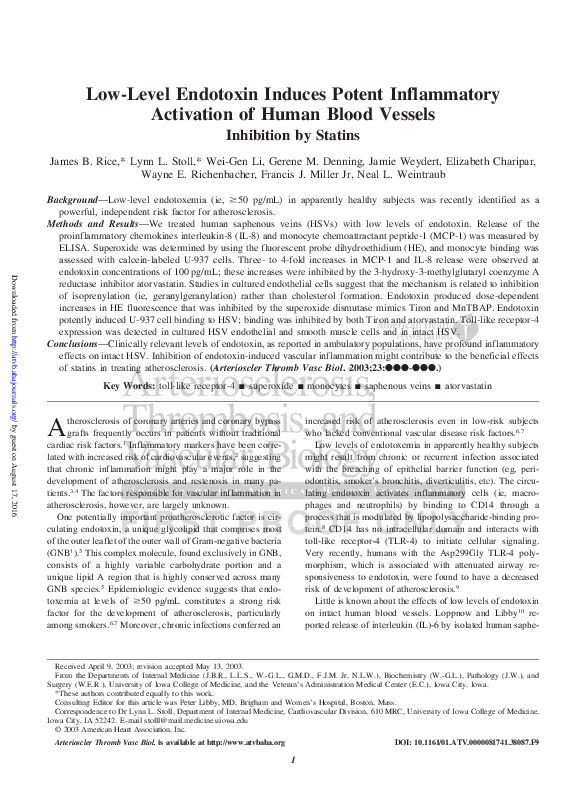 (PDF) Low-Level Endotoxin Induces Potent Inflammatory Activation of ...