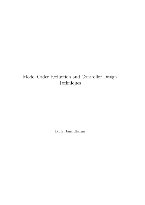 (PDF) Model Order Reduction and Controller Design Techniques