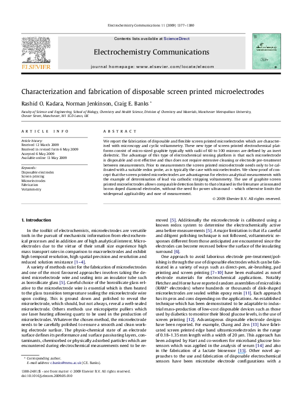 (PDF) Characterization and fabrication of disposable screen printed ...