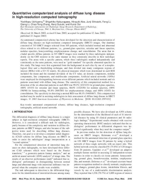 Pdf Quantitative Computerized Analysis Of Diffuse Lung Disease In