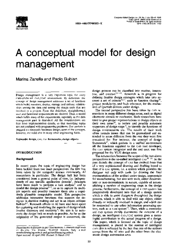 (PDF) A conceptual model for design management