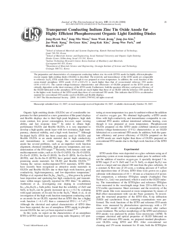 (PDF) Transparent Conducting Indium Zinc Tin Oxide Anode for Highly ...