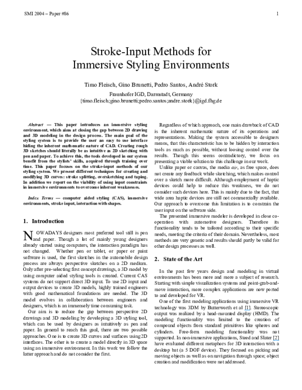 (PDF) Stroke-Input Methods for Immersive Styling Environments