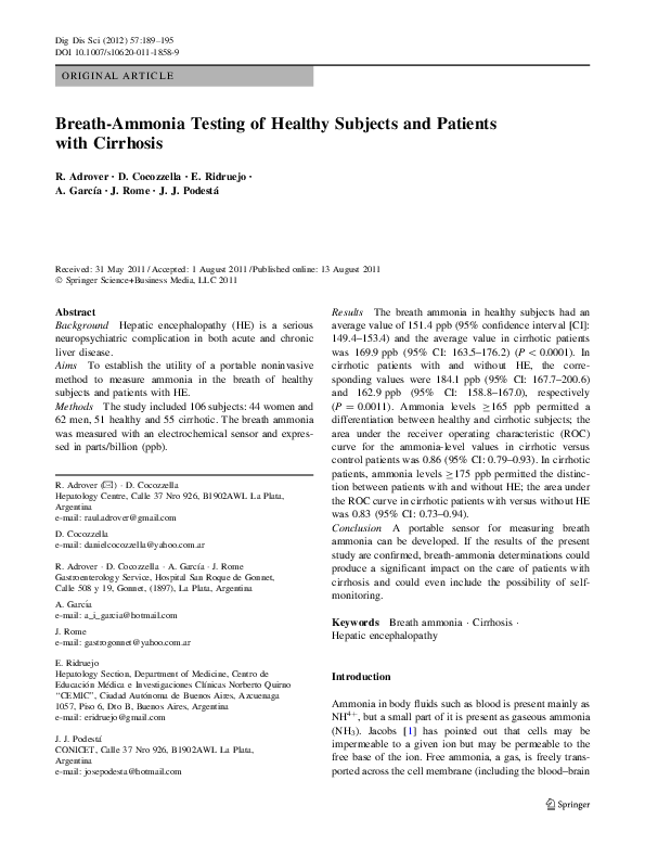 (PDF) Breath-Ammonia Testing of Healthy Subjects and Patients with ...