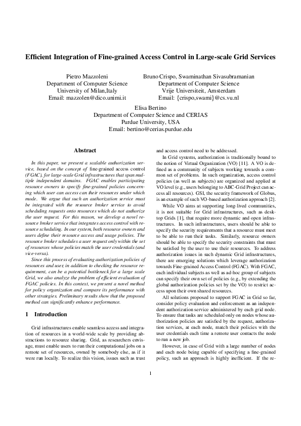(PDF) Efficient integration of fine-grained access control and resource brokering in grid