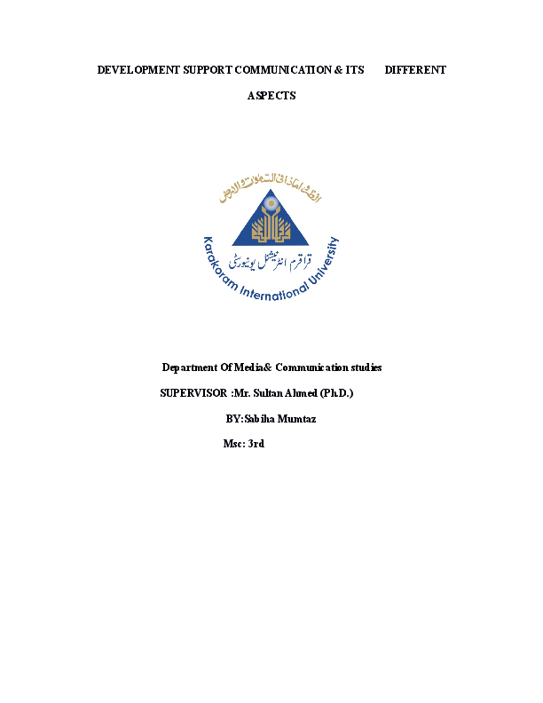 (DOC) DEVELOPMENT SUPPORT COMMUNICATION & ITS DIFFERENT ASPECTS ...