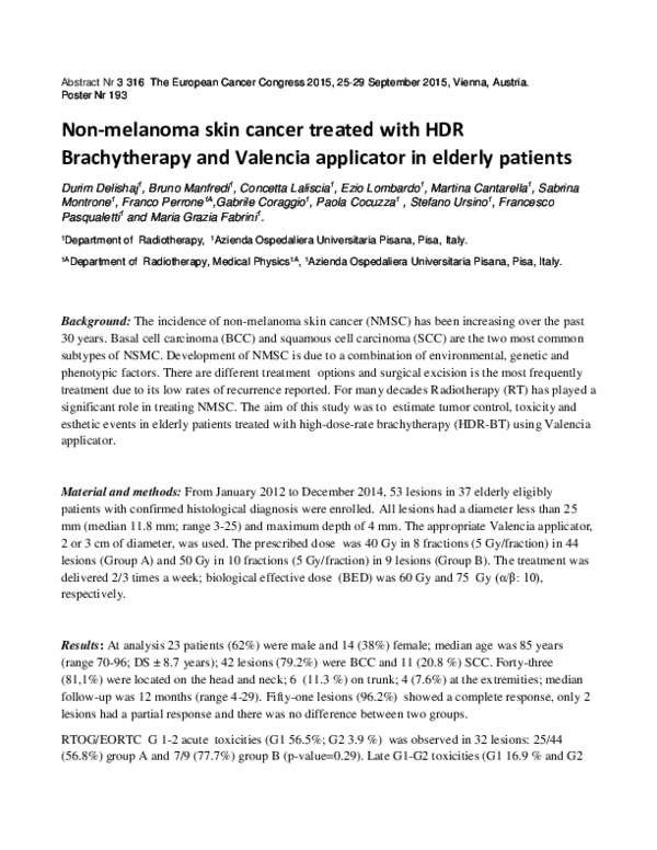 (PDF) Non-melanoma skin cancer treated with HDR Brachytherapy and ...