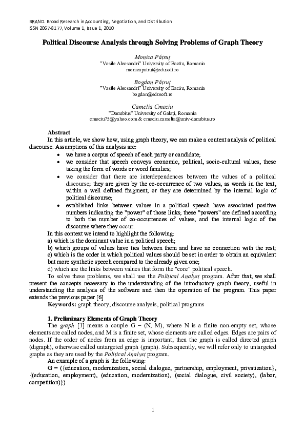 (PDF) Political Discourse Analysis through Solving Problems of Graph Theory