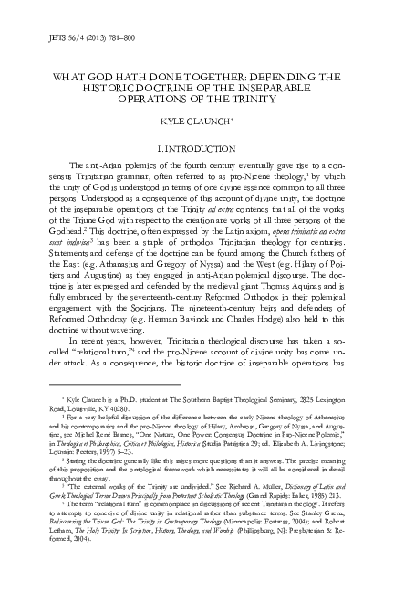 (PDF) WHAT GOD HATH DONE TOGETHER: DEFENDING THE HISTORIC DOCTRINE OF ...