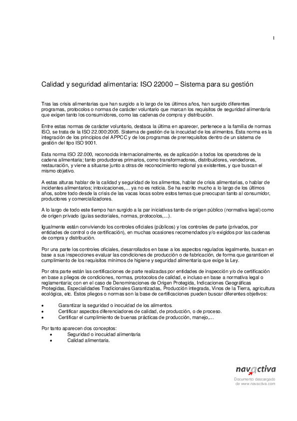 (PDF) Calidad y seguridad alimentaria: ISO 22000 – Sistema para su gestión