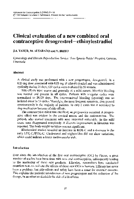 (PDF) Clinical evaluation of a new combined oral contraceptive ...