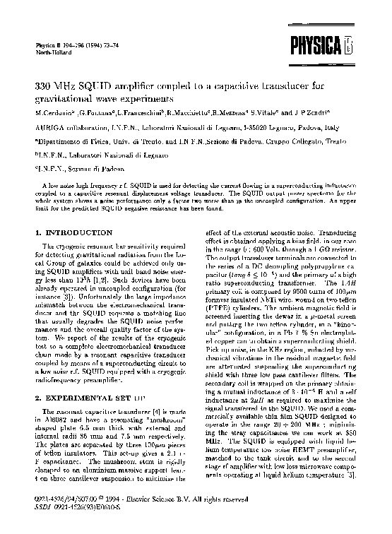 (PDF) 330 MHz SQUID amplifier coupled to a capacitive transducer for ...