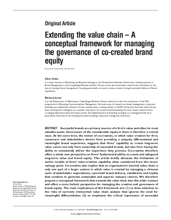 (PDF) Extending the value chain – A conceptual framework for managing ...